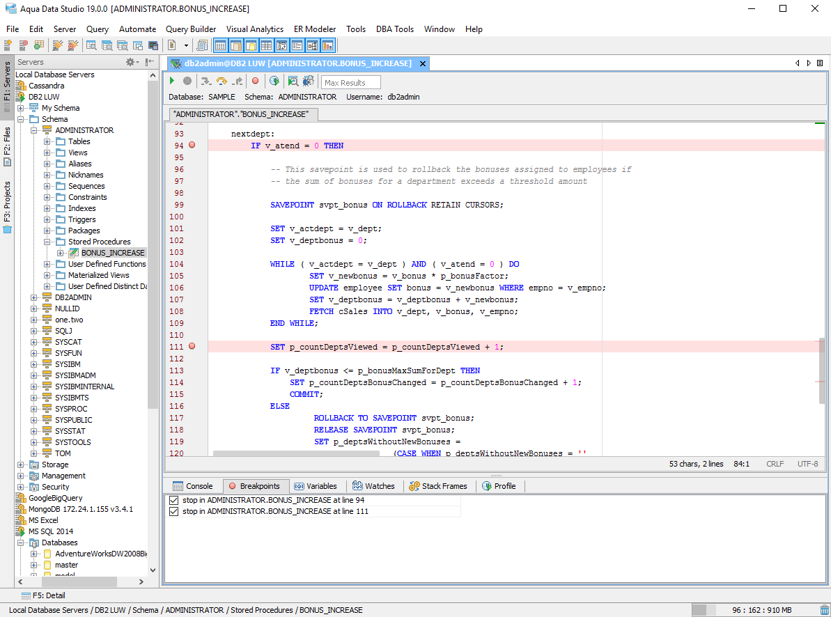 Aqua Data Studio SQL Debugger For DB2 UDB LUW AquaFold